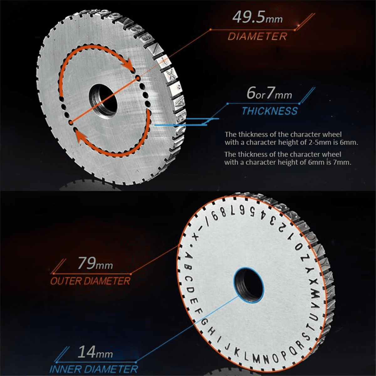 TOP! Manual Marking Steel Stamp Wheel Accessories for Nameplate Metal ...