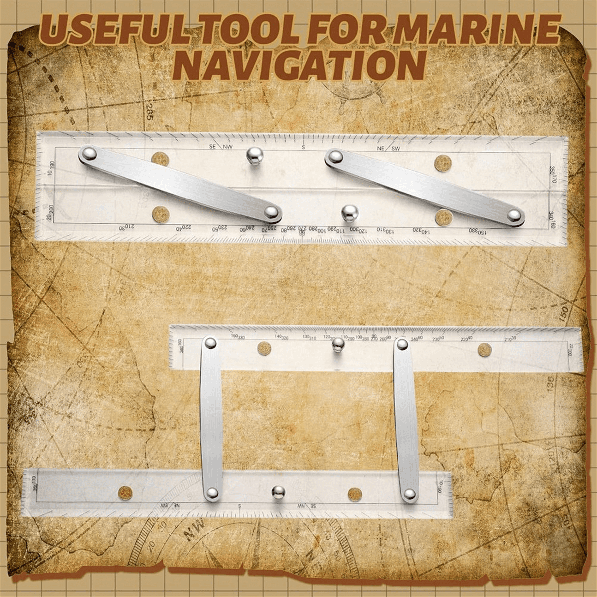 TOP! Marine Parallel Ruler with Clear Scales 12 Inches Navigation Tools ...