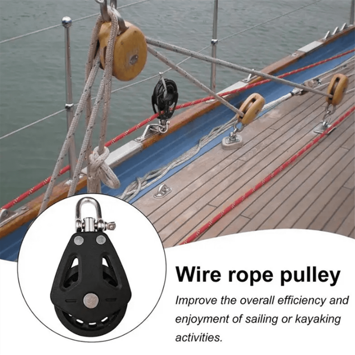 TOP! Marine Pulleys for Rope Pulley Block Runner Silence Rotation ...