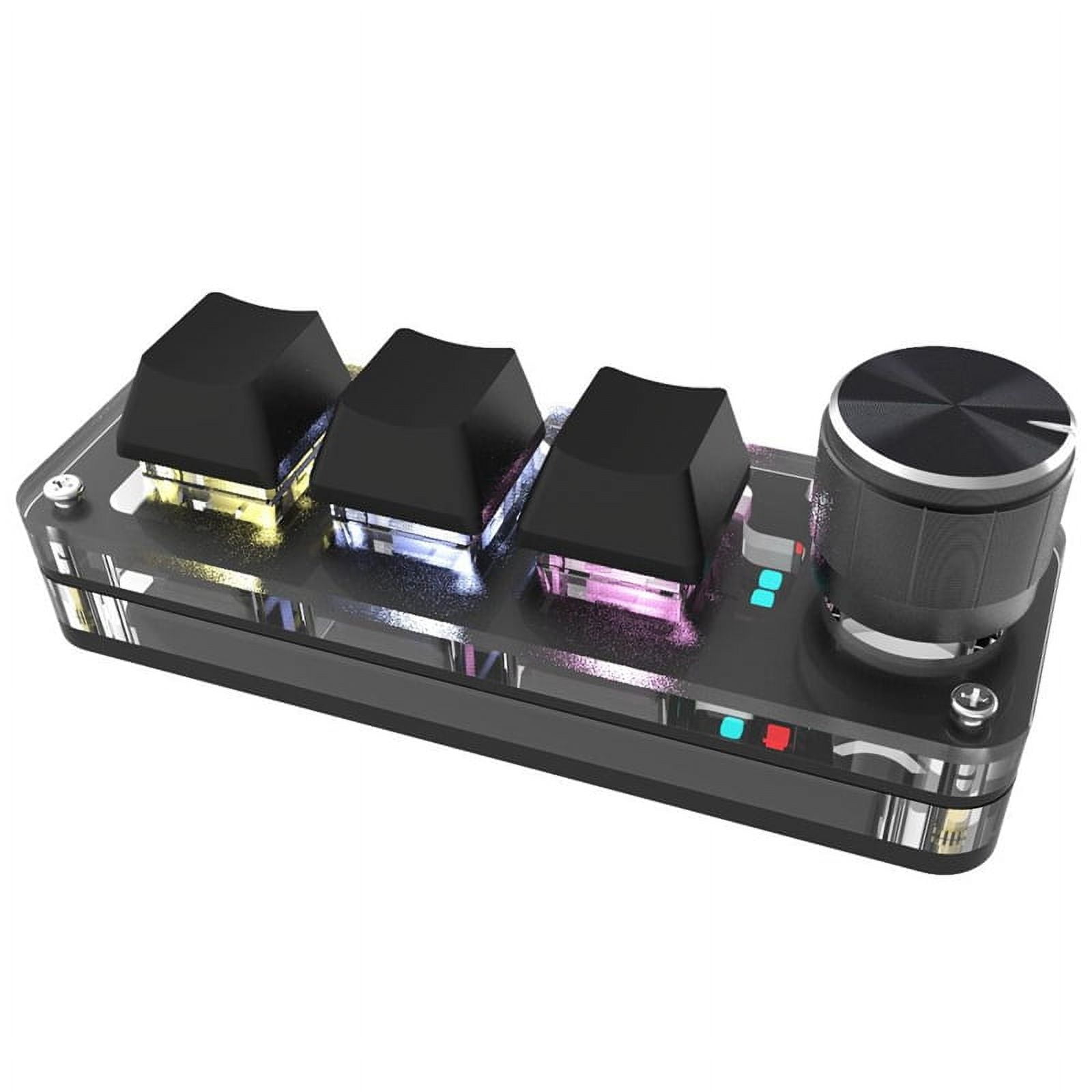 TOP! Mechanical Keyboard RGB Mini Gaming Custom Programming Red Switch 3 Keys 1 Knob 2.4G ...