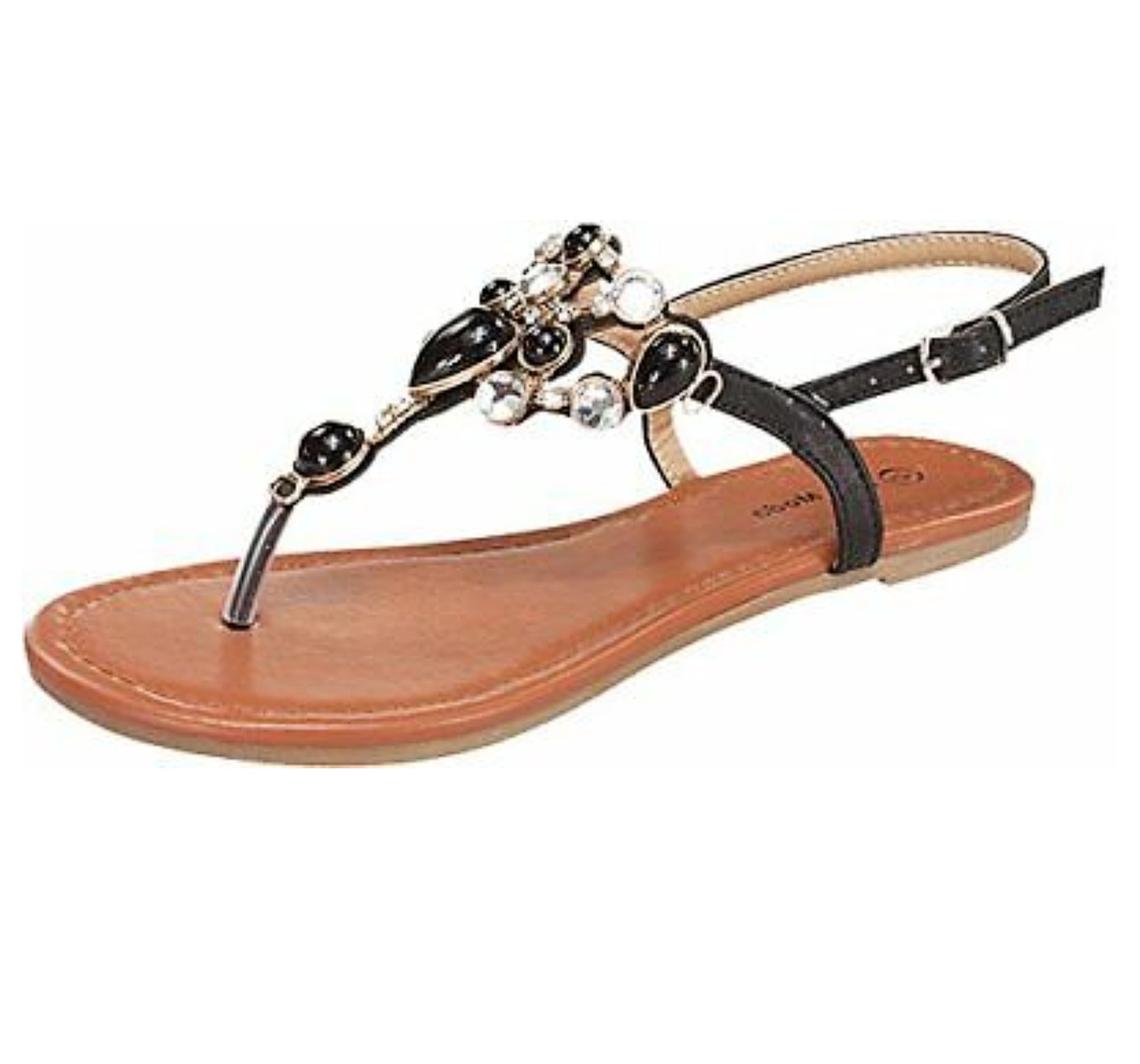 TOP Moda Berry-9 Women's Embellished Precious Gem Stone Crystal Flat ...