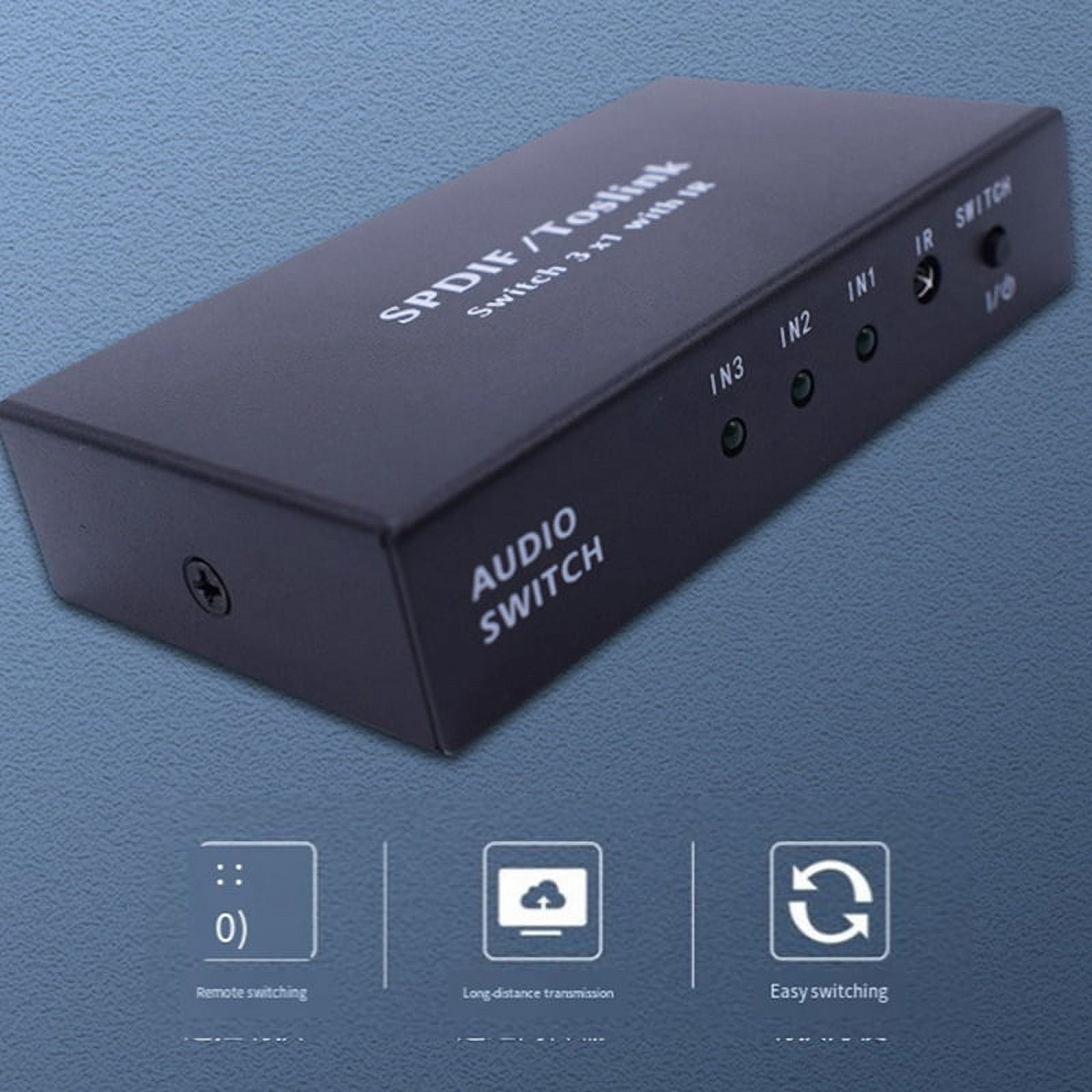 TOP! Optical Switcher with 2 Way Spdif Toslink Digital Audio Splitter 3 ...