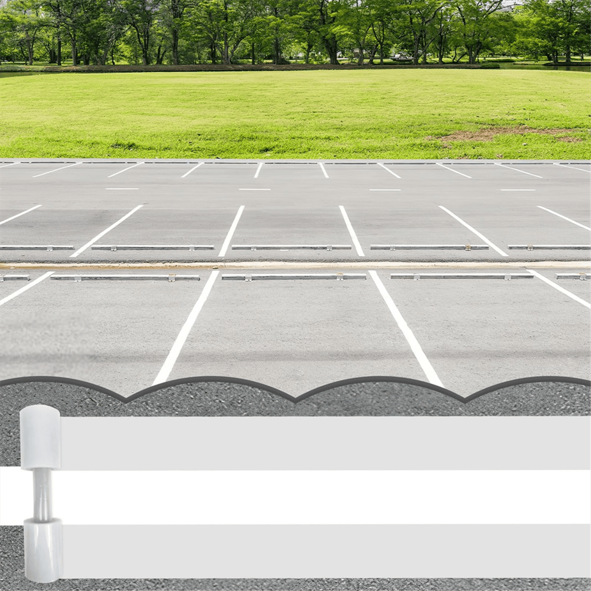 TOP! Parking Lot Line Stencil, 12x92.5Inch, Foldable Straight Pavement ...