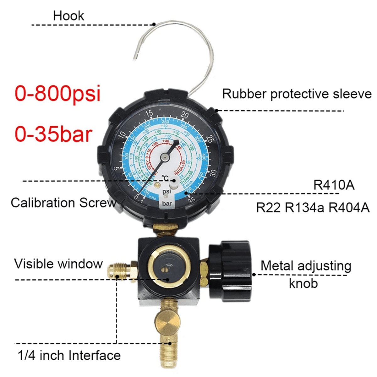 TOP! R134A Low Side Pressure Gauge R410A R22 R404A Single Manifold for ...