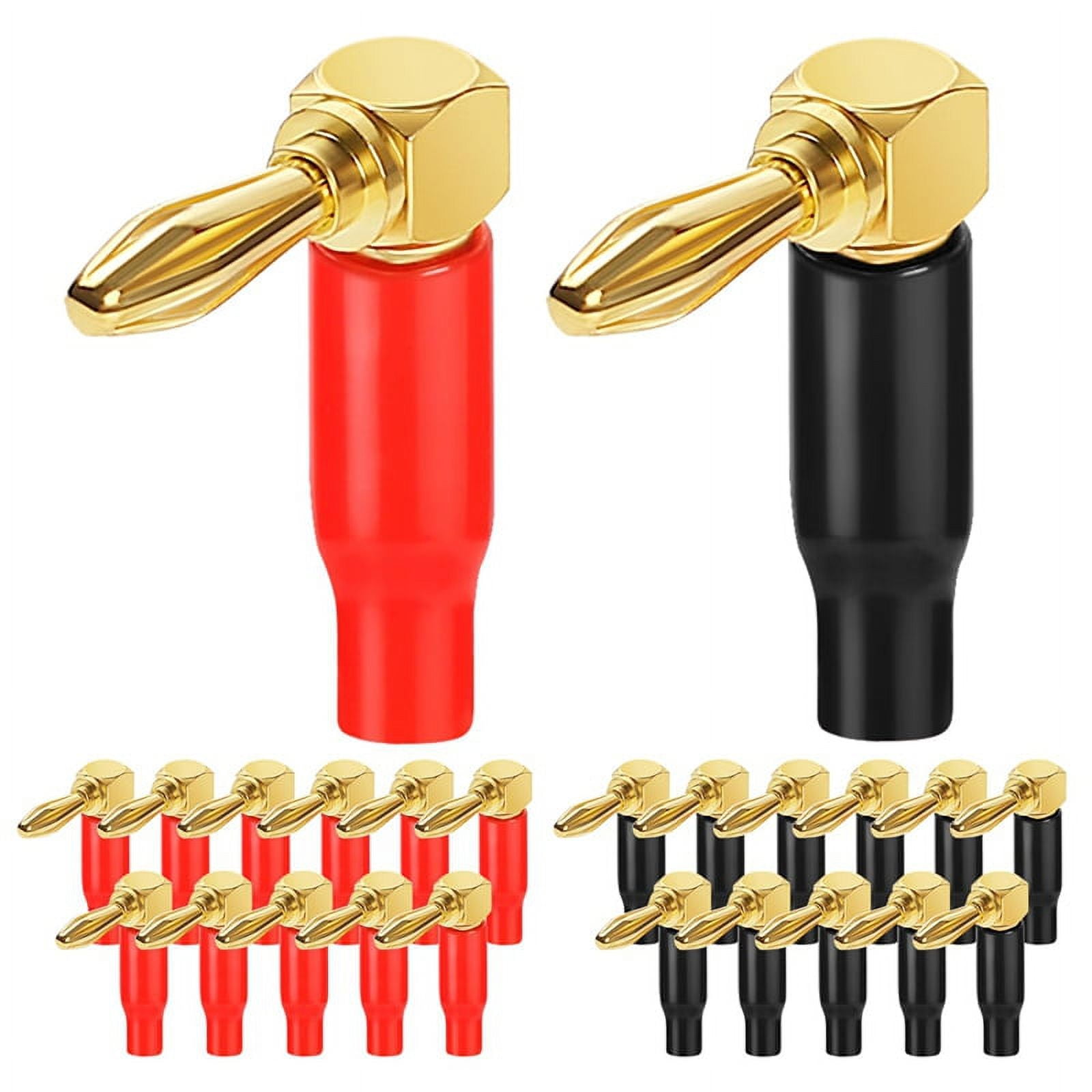 TOP! Right Angle Banana Plugs 24 Pcs,90 Degree Connector for Speaker ...