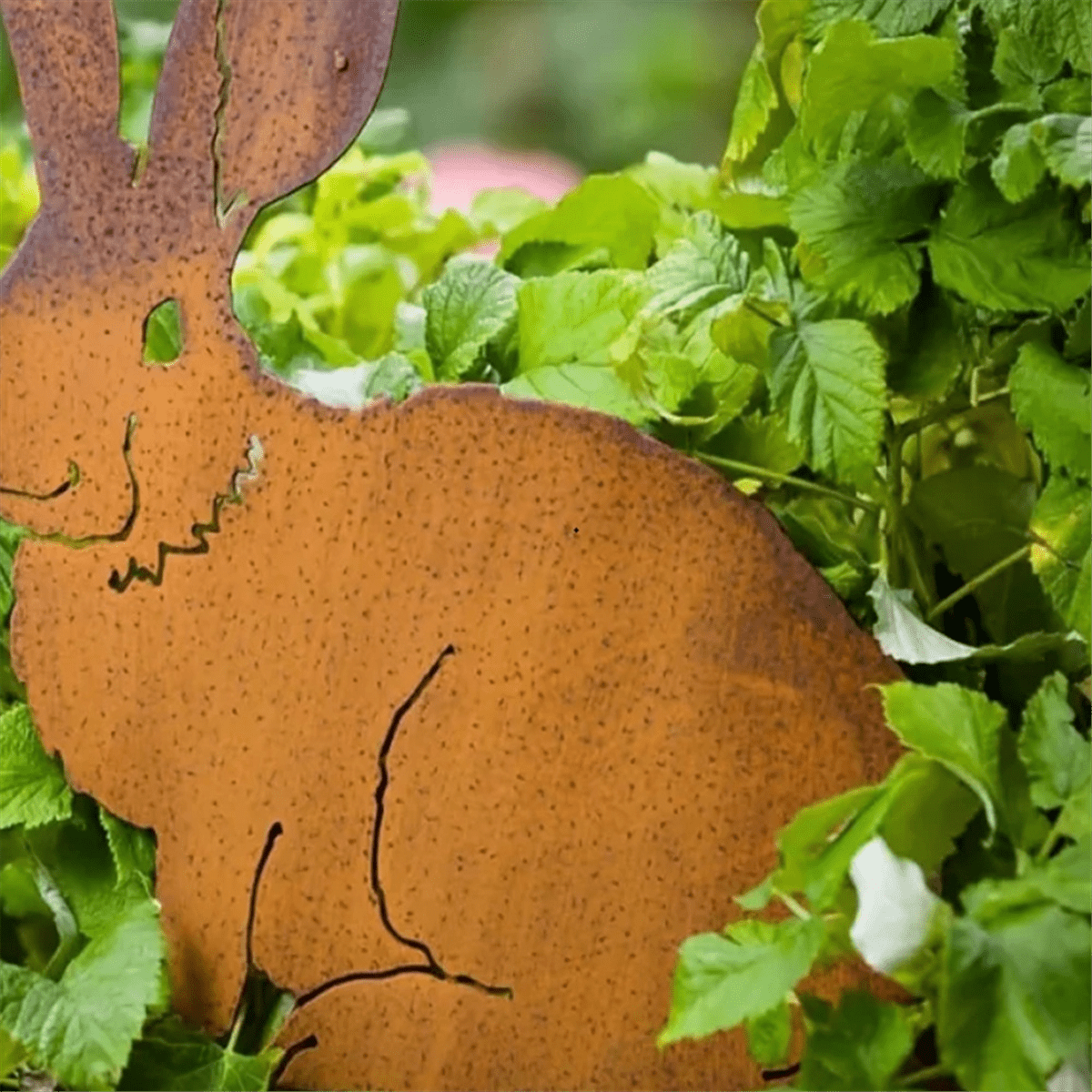 TOP! Rustic Metal Rabbits Garden Stake - Rusty Bunny Silhouette ...