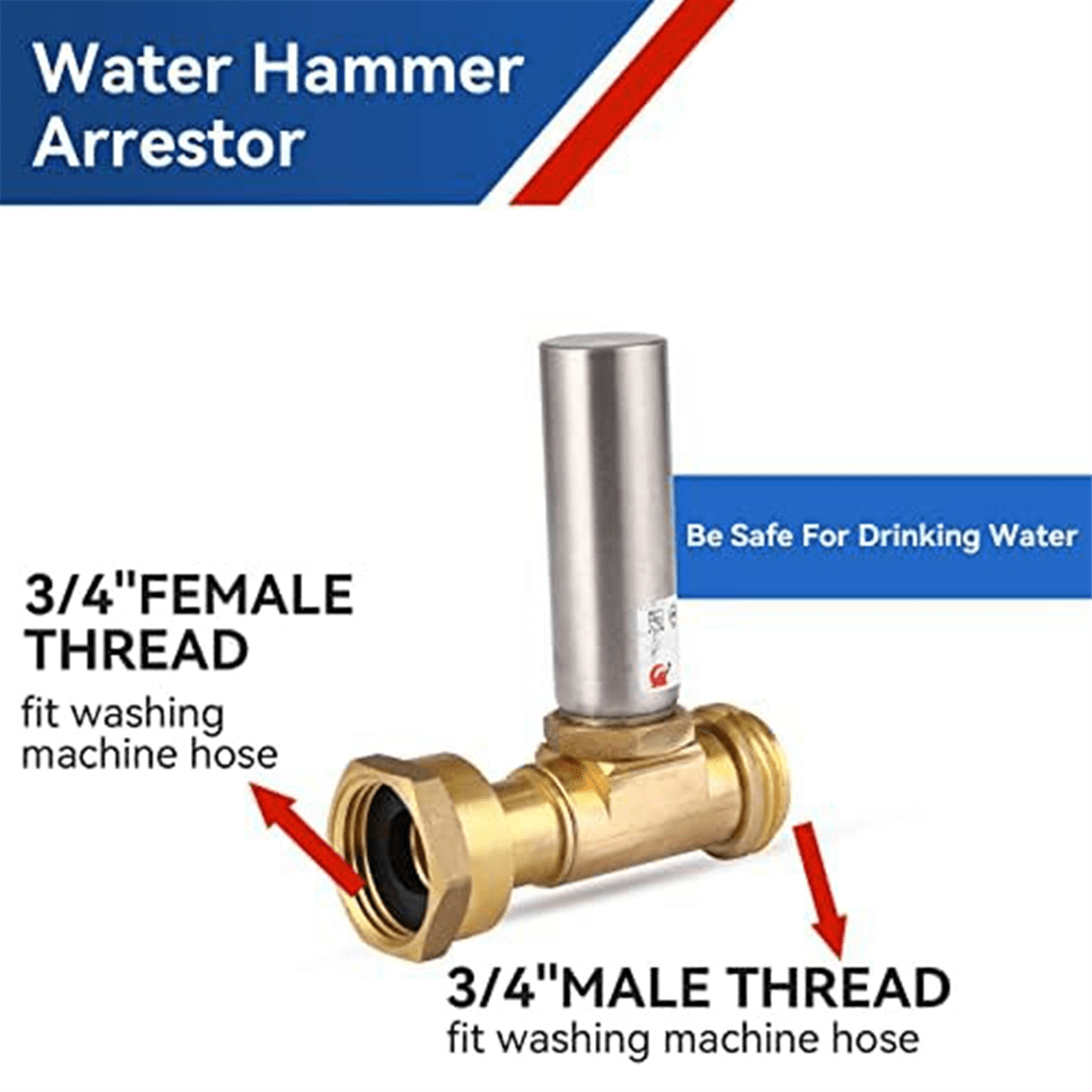 TOP! S-241 Stainless Steel Water Hammer Eliminator for Washing Machines ...