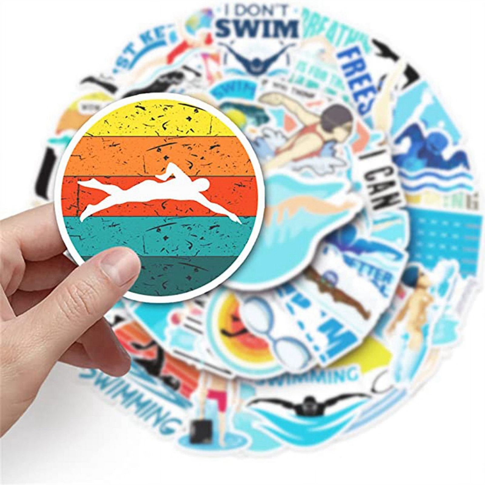 TOP! Swimming Stickers for Water Cup Laptop,Waterproof Vinyl Sticker ...