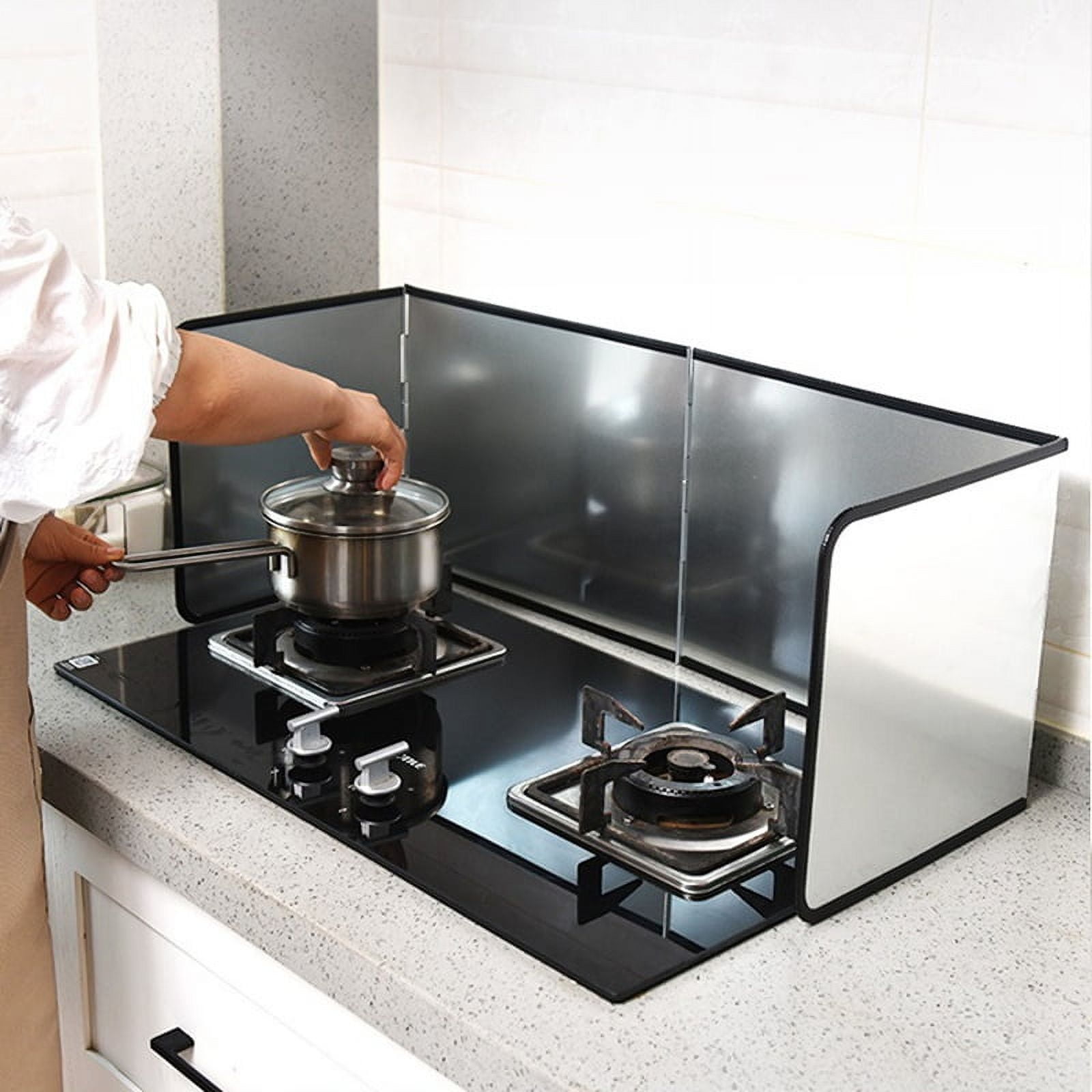 TOP! Three-Sided Kitchen Oil Splash Shield Baffle Heat Isolation and ...