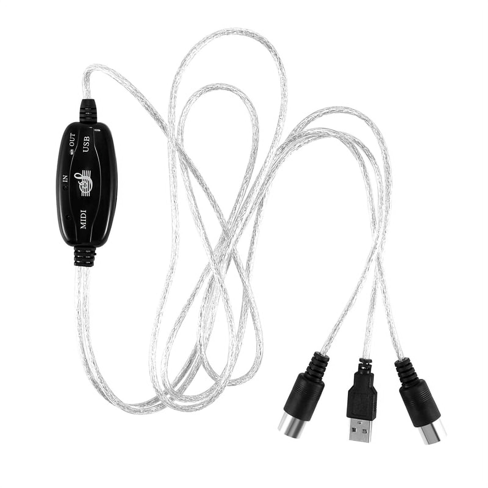 TOP! USB IN-OUT MIDI Cable Converter PC to Music Keyboard Adapter Cord ...