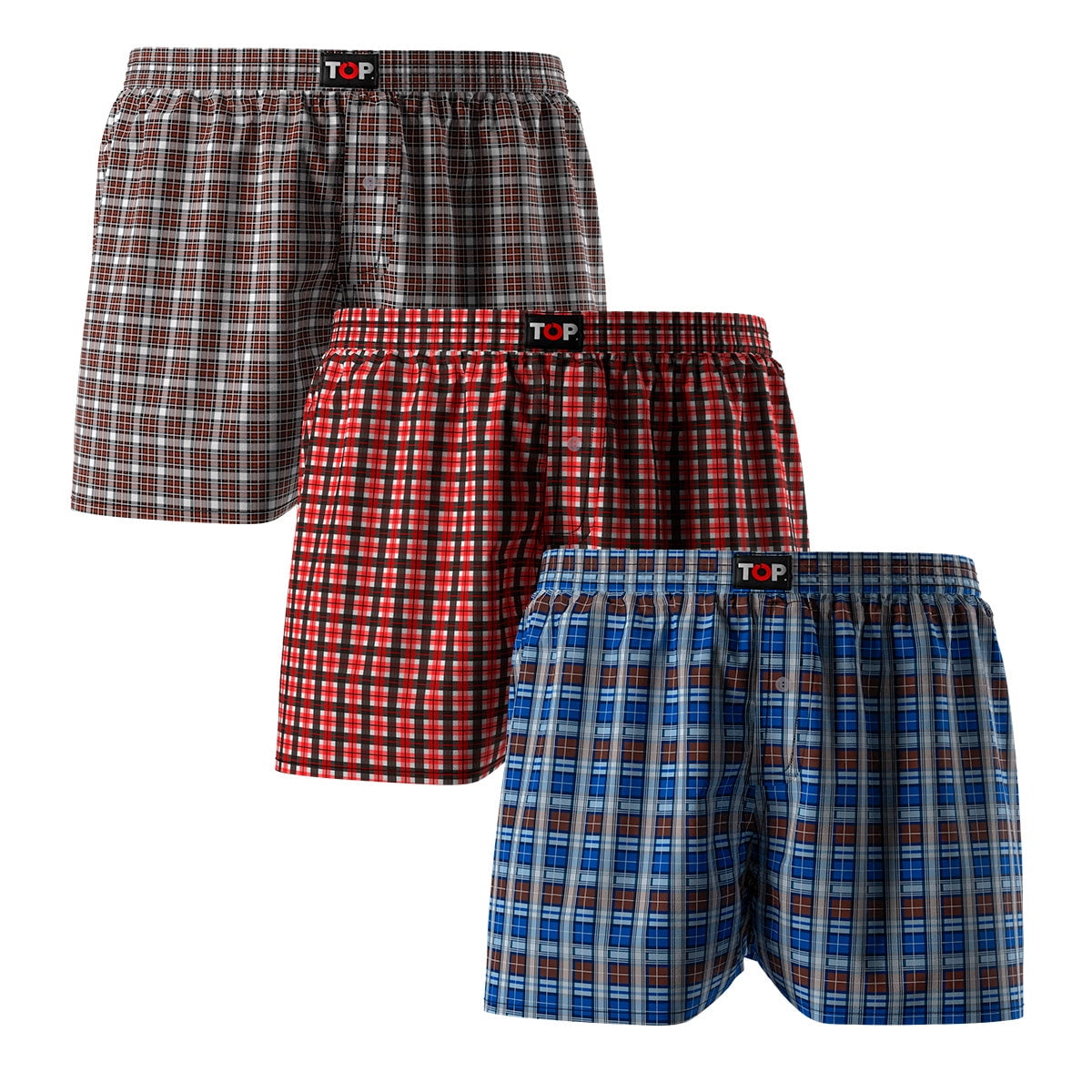 TOP Wear - Men's 100% Cotton Boxer Classic Fit - Pack of 3 - Moisture ...