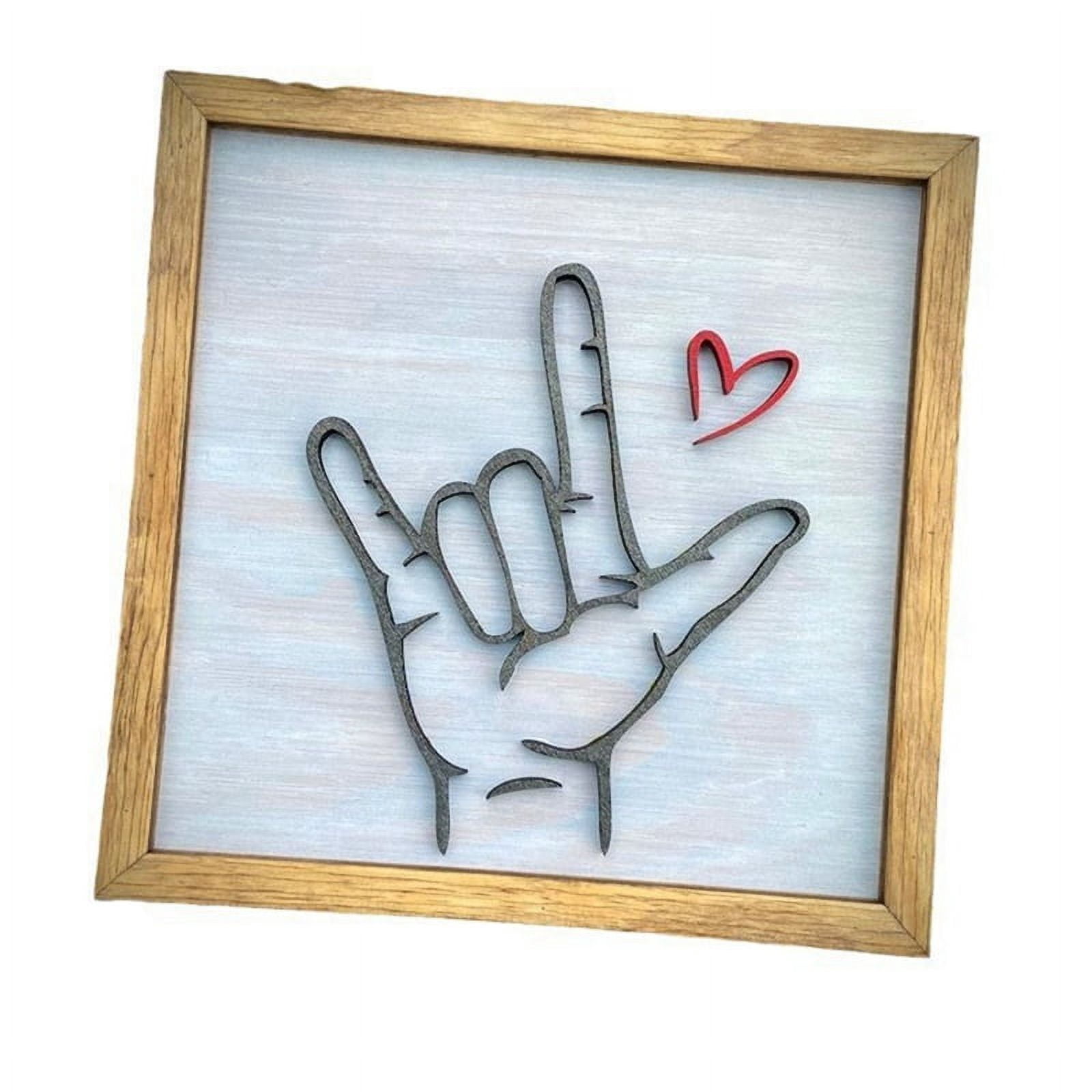 Wooden Wall Art Decor,Home Decoration Painting,Love You Sign Language ...