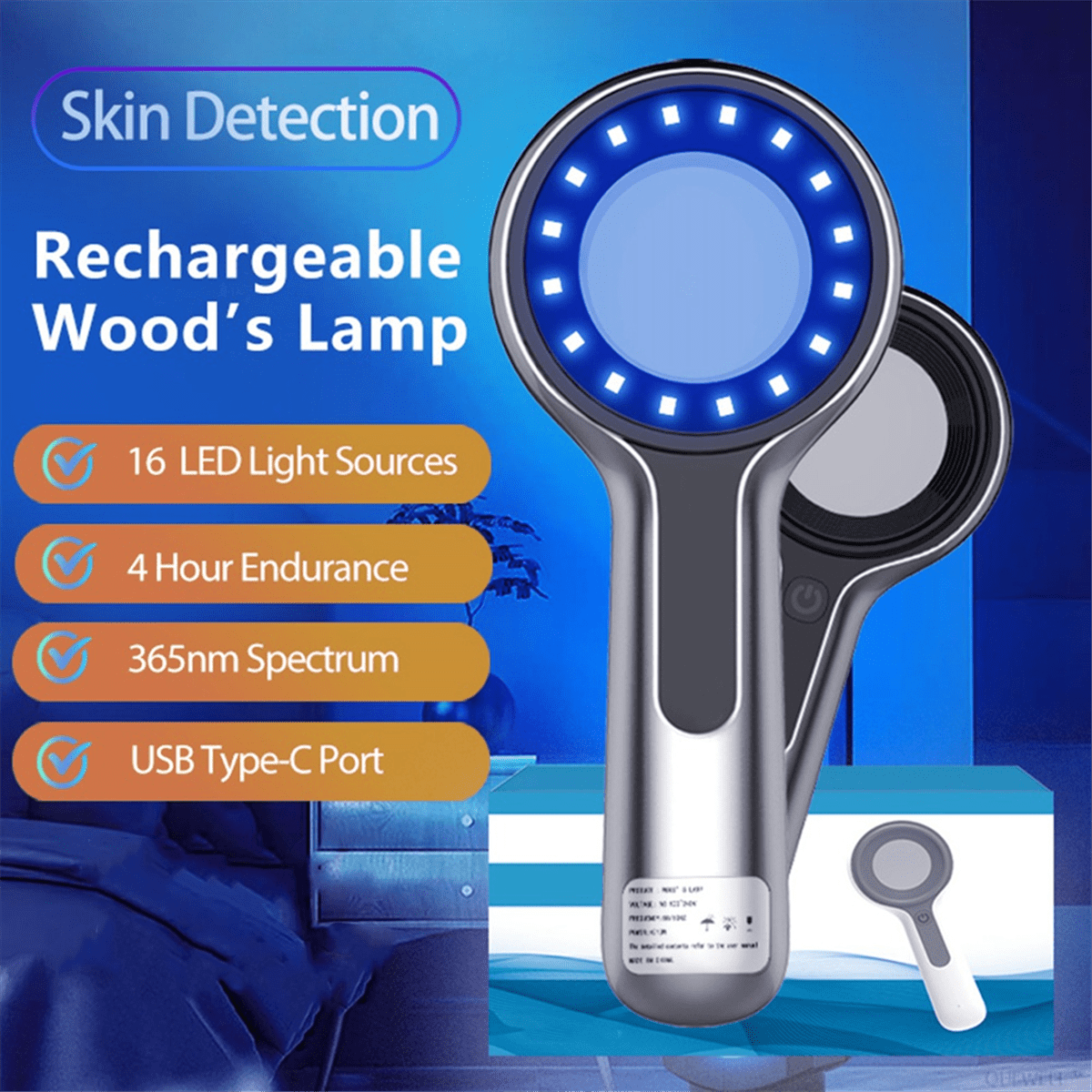 TOP! Woods Lamp Skin Analyzer UV Magnifying for Beauty Testing Wood ...