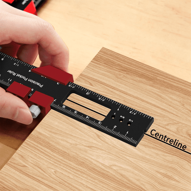 TOP! Woodworking Precision Pocket Ruler Aluminum Slide Inch & Metric T ...