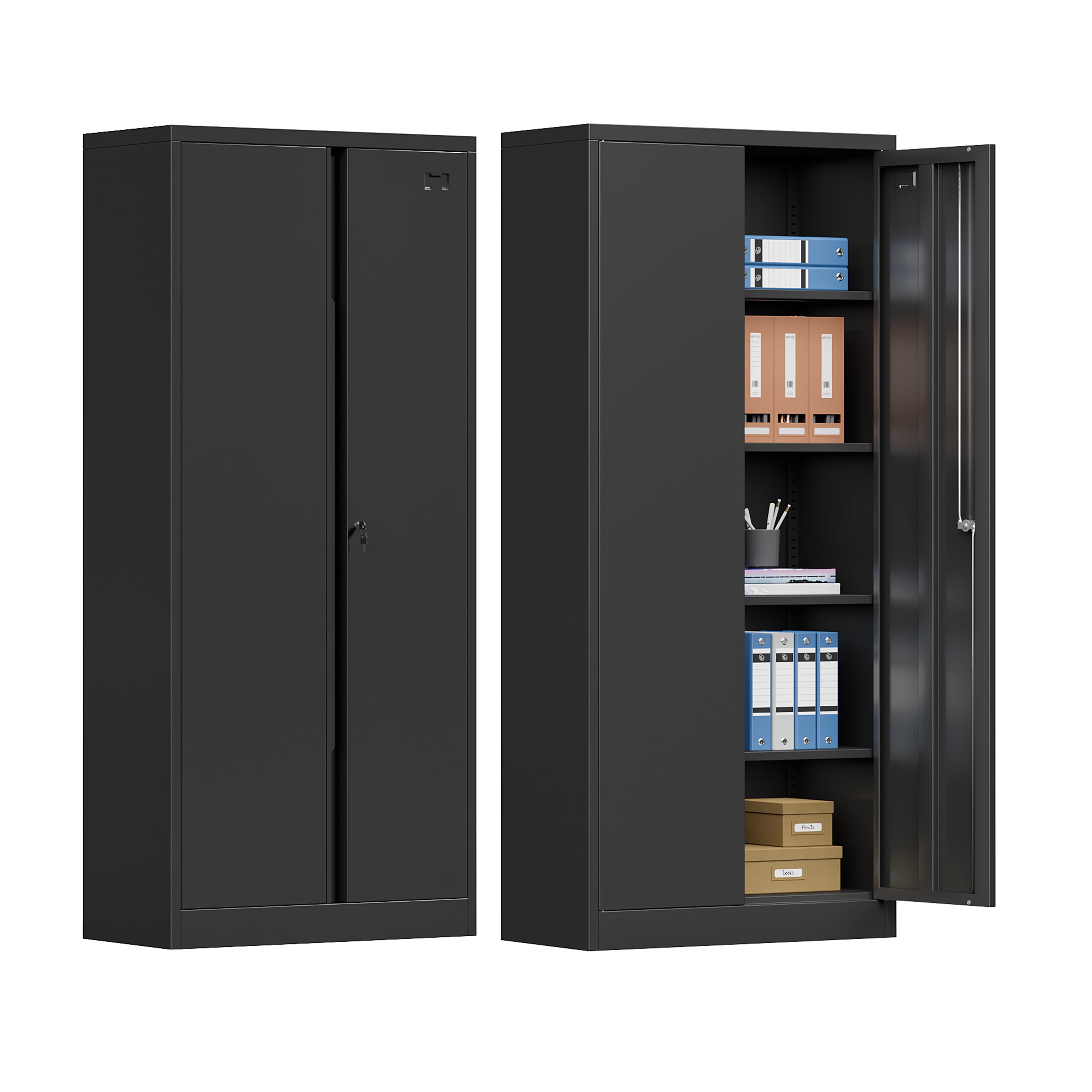 TOPASS Steel Tall Cabinet, 71” Lockable with 2 Doors, 4 Shelves for ...