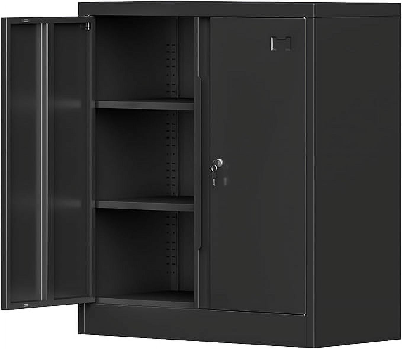 36 inch Metal Storage Cabinet, Locking with 2 Adjustable Shelves, for ...