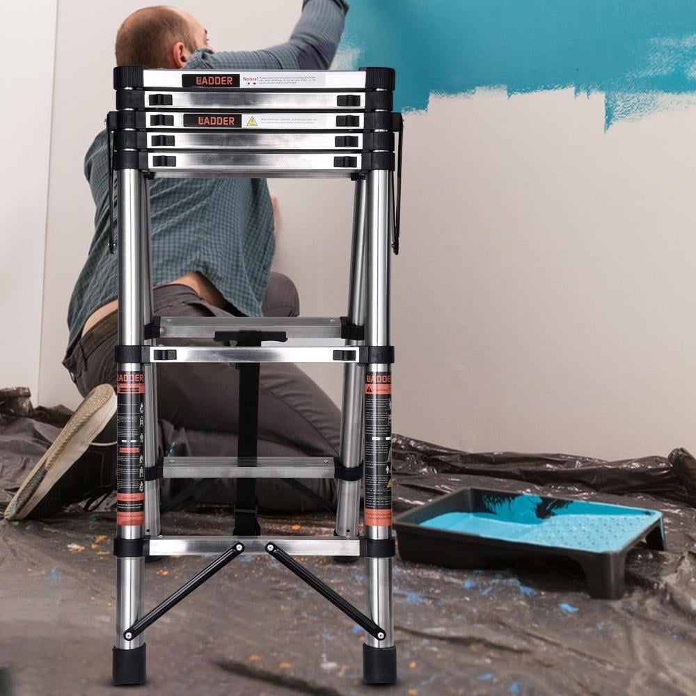 TOPATY 10.2FT Telescoping Ladder, Lightweight Multi-Purpose Collapsible ...