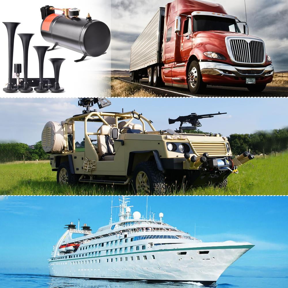 TOPATY 12v Car Air Horn 3 Trumpets Super Loud Truck Train Horns Kit ...