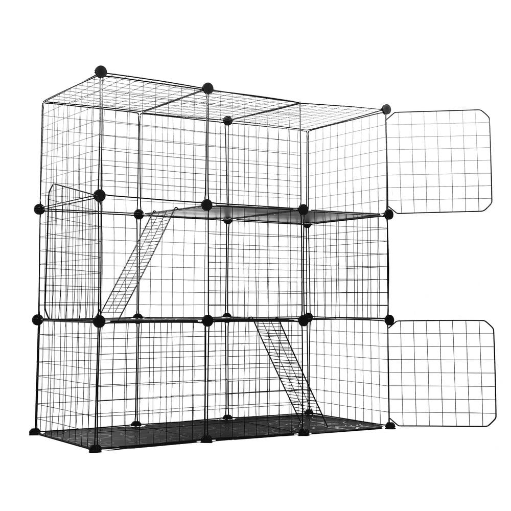 TOPATY 3-Tier Cat Cage Indoor Enclosure DIY Cat Playpen Catio ...