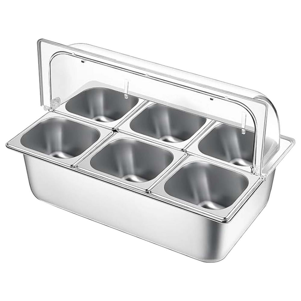 TOPATY Buffet Cold Serving Cooler Platter 6-Pans Food Display Rack ...