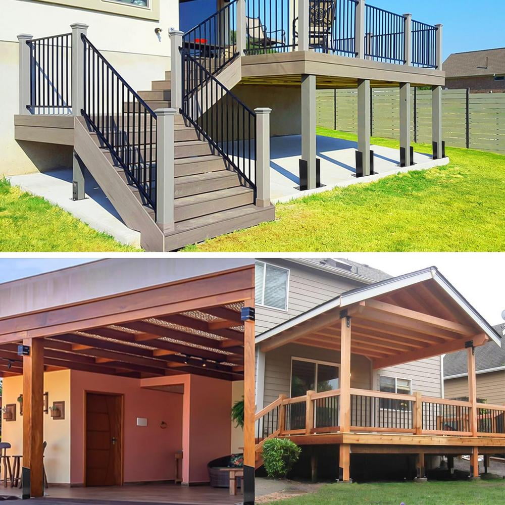 TOPATY Deck Post Bracket 4pcs Deck Railing Metal Post Brackets Base ...