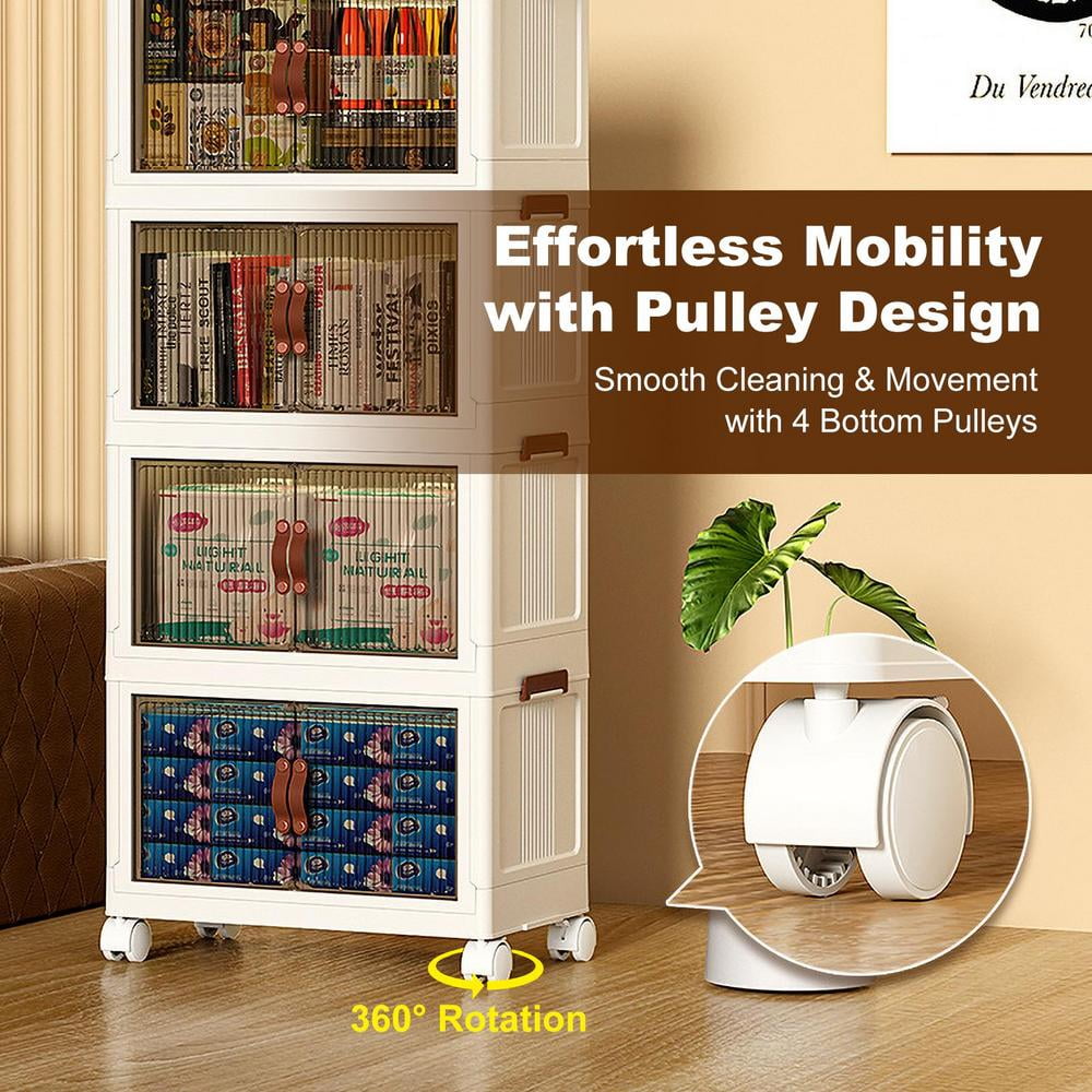 TOPATY Foldable Stackable Storage Bins Folding Storage Boxes Cabinet ...