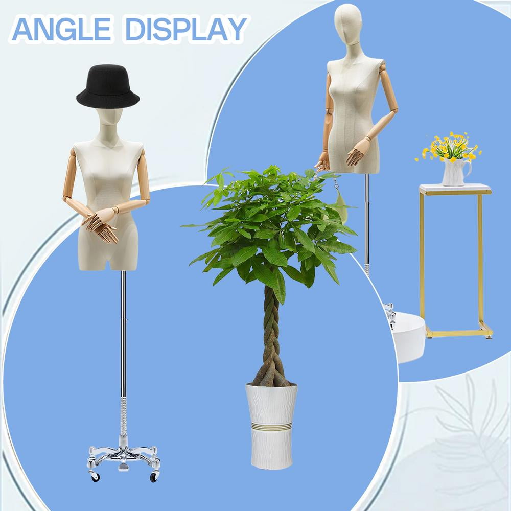 TOPATY Mannequins Body Female Torso Mannequin On Moveable Wheels ...