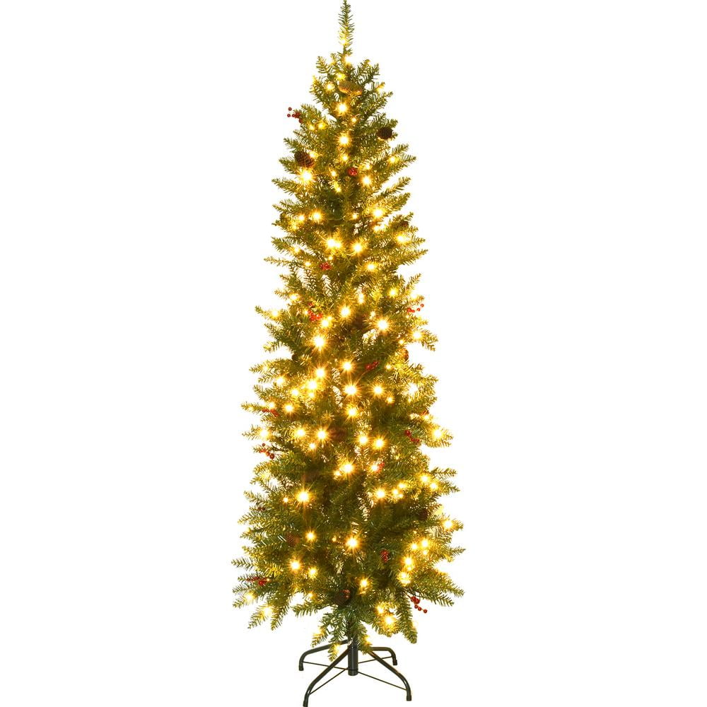 TOPATY 7.5FT Snow Kissed Pine Flocked Full Christmas Tree, 30 Inches ...