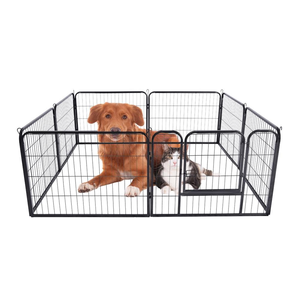 TOPATY Portable Dog Fence Pet Puppy Playpen Eight 24-Inch Panels ...
