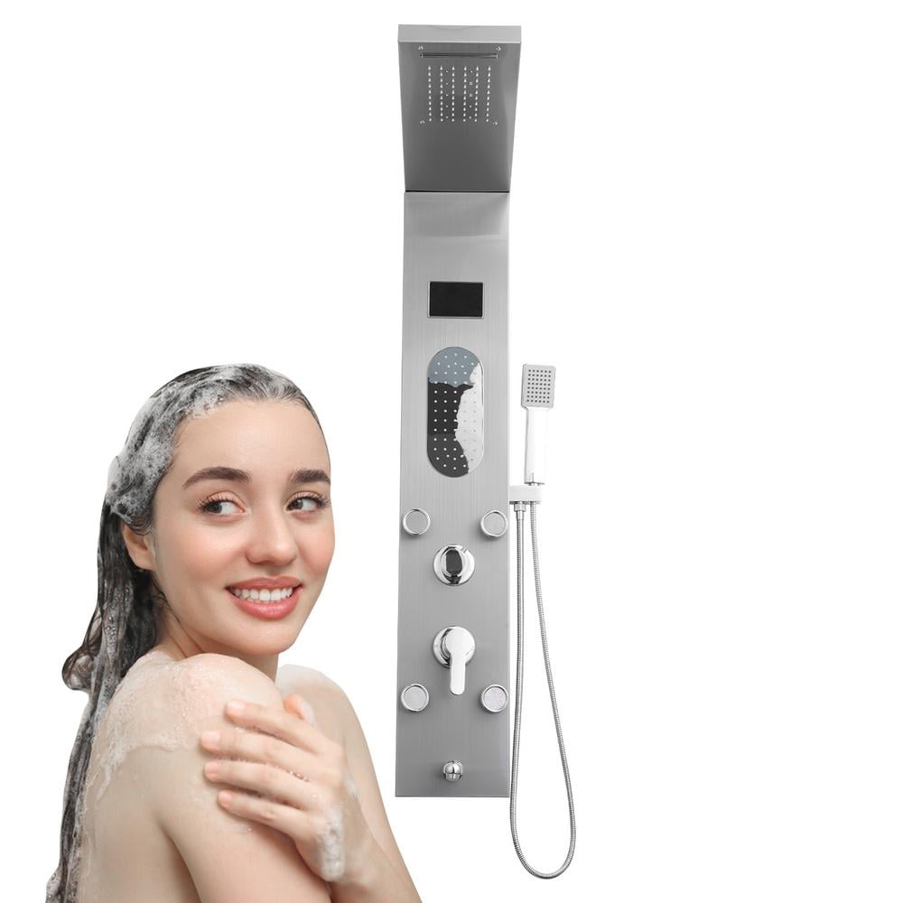 TOPATY Rainfall Waterfall Shower Panel Led Stainless Steel Shower Panel ...