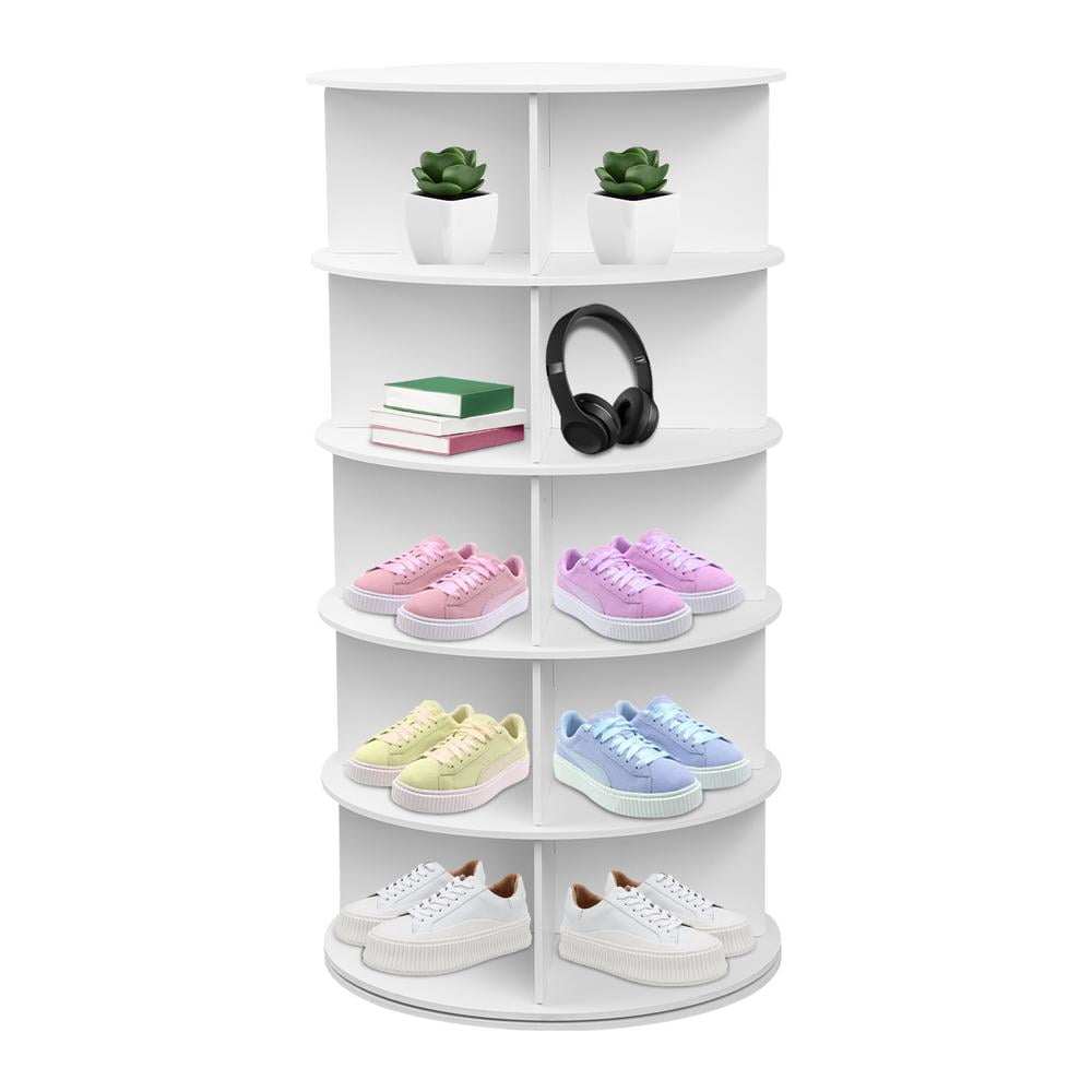 TOPATY Rotating Shoe Rack 5-Tier Vertical White Shoe Rack Shoe ...