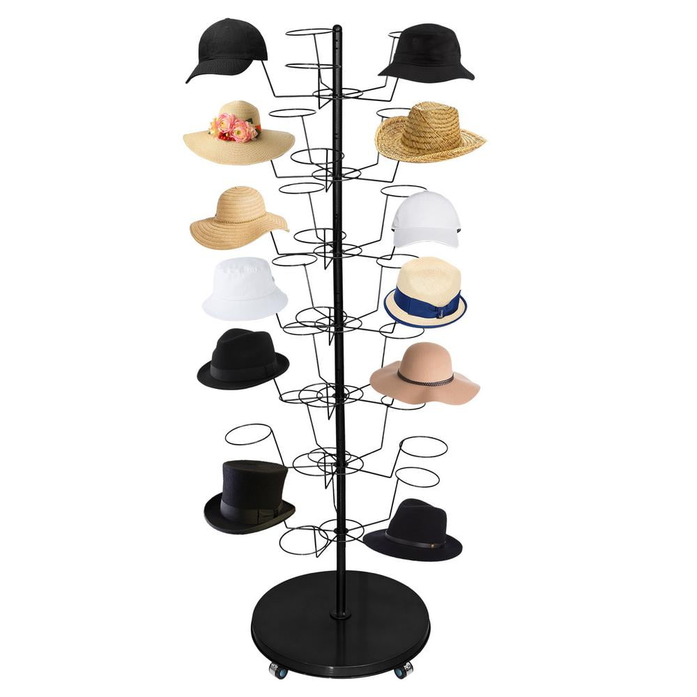 TOPATY Standing Hat Rack Display 7-Tier Black Metal Standing Hats ...