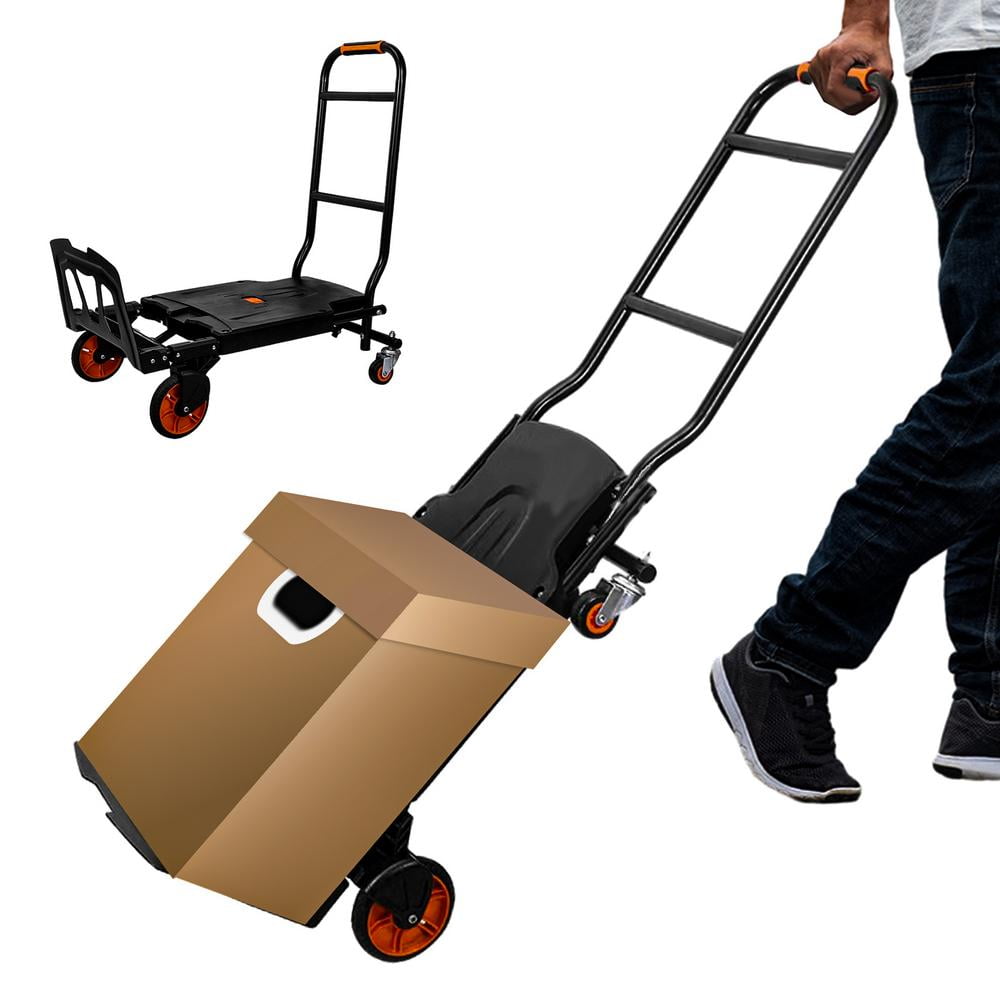 TOPATY Truck 2-in-1 Trolley With 4 Wheels Utility Luggage Cart Foldable ...