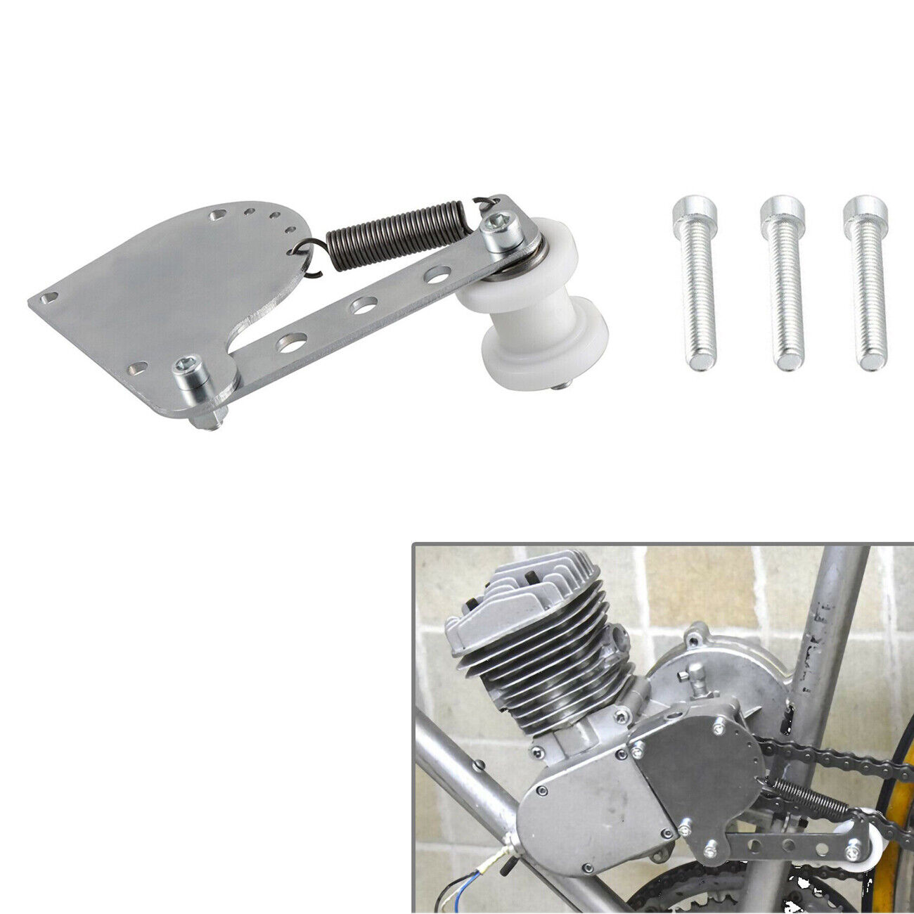 TOPAZ Silver Spring Loaded Chain Tensioner Kit for 49cc 66cc 80cc ...