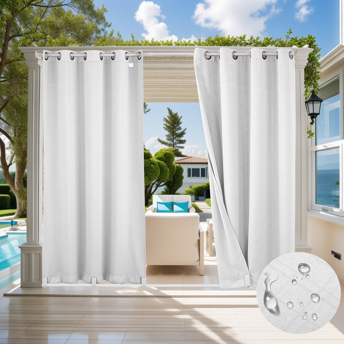 TOPCHANCES 1 Panel Outdoor Curtains for Patio, Waterproof Weatherproof ...