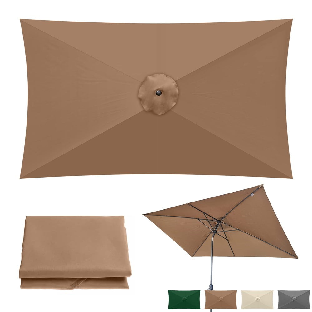 TOPCHANCES 10 x 6.5 ft Patio Umbrella Replacement Canopy, 6 Ribs Rectangle Umbrella Canopy Cover ...