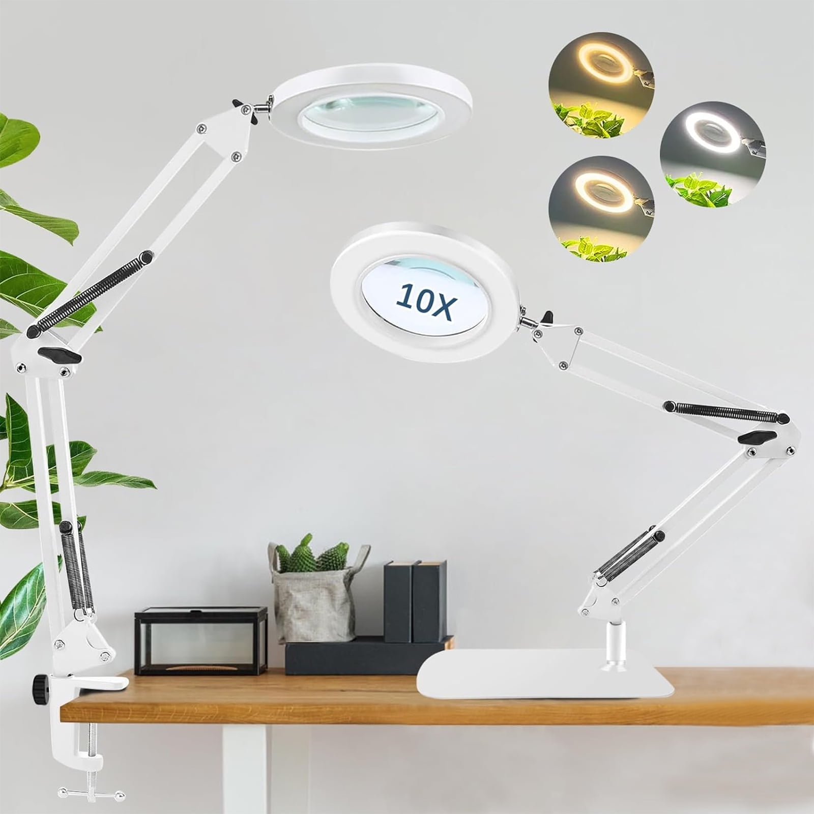 TOPCHANCES 10X LED Magnifying Glass with Light and Stand, 2-in-1 Desk ...