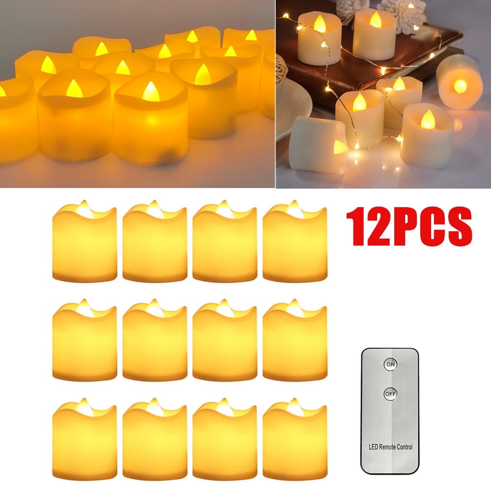 TOPCHANCES 12Pack Remote Control Flameless LED Votive Candles 1.6"x1.5 ...