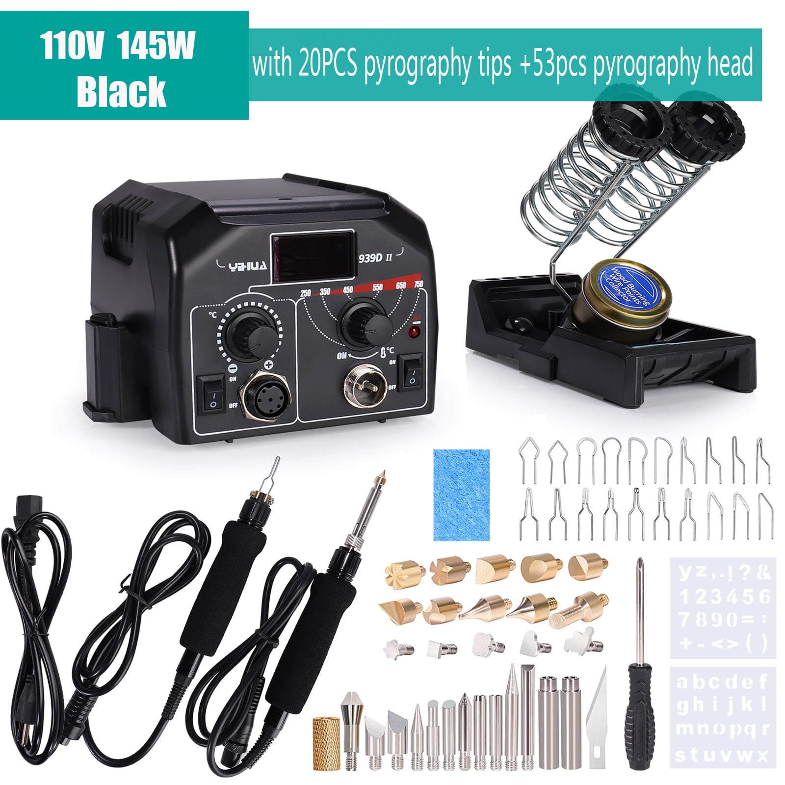 Topchances 145W 2-in-1 Pyrography Pen Kit, 51 Solid Points, 20 Wire ...