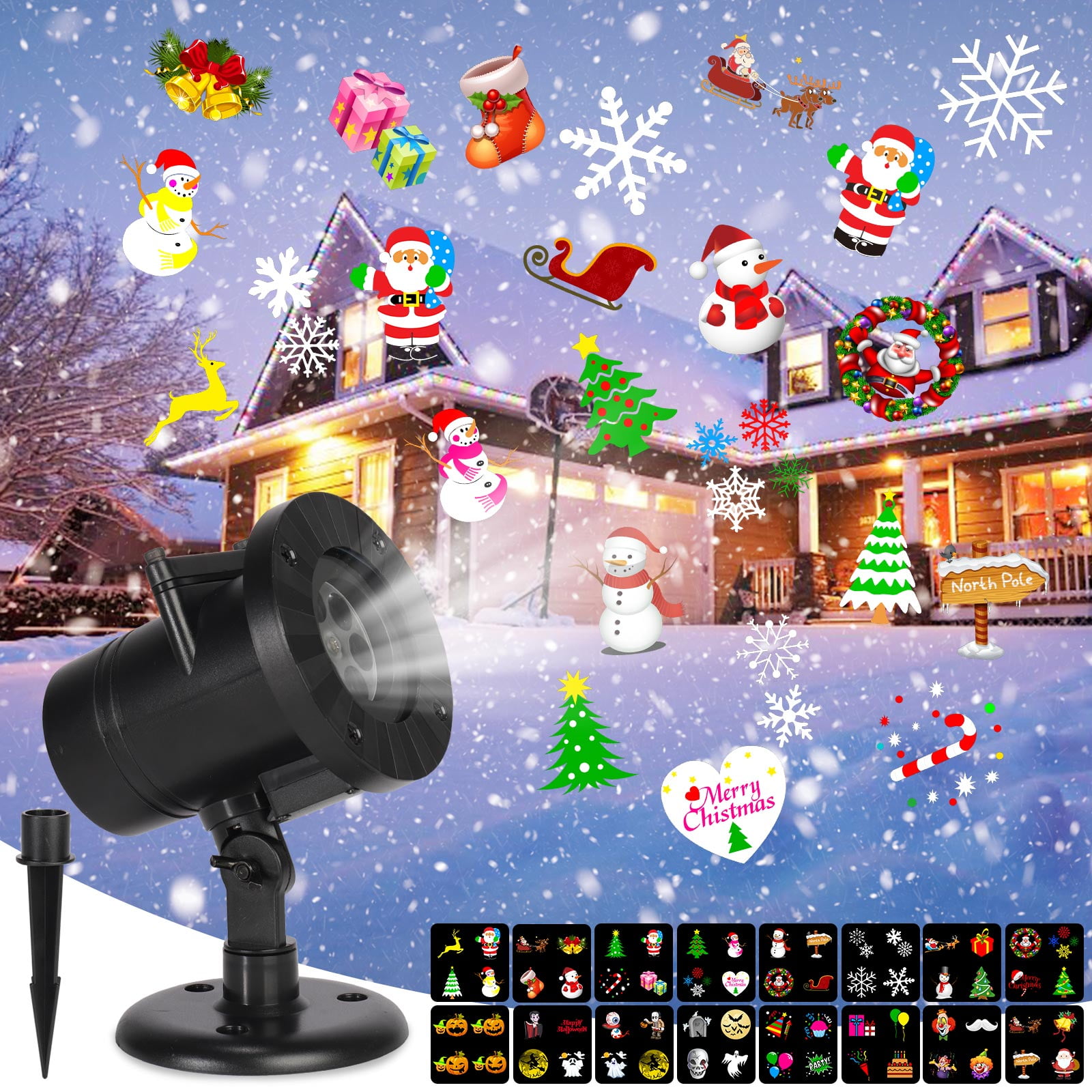 TOPCHANCES 16 Slides Christmas Holiday Lights Projector, Waterproof ...