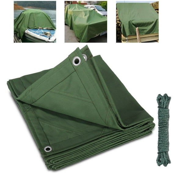 TOPCHANCES 16oz. Heavy Duty Canvas Tarp with Rustproof Grommets, 26 Mil ...