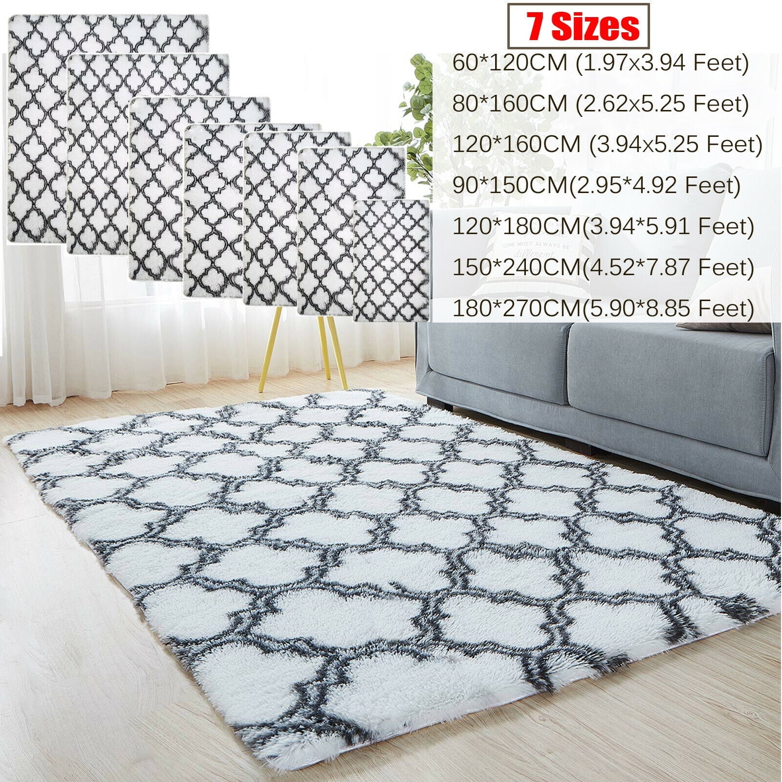 TOPCHANCES 2.6x5.2 Feet Luxury Shag Area Rug Modern Indoor Plush Fluffy ...
