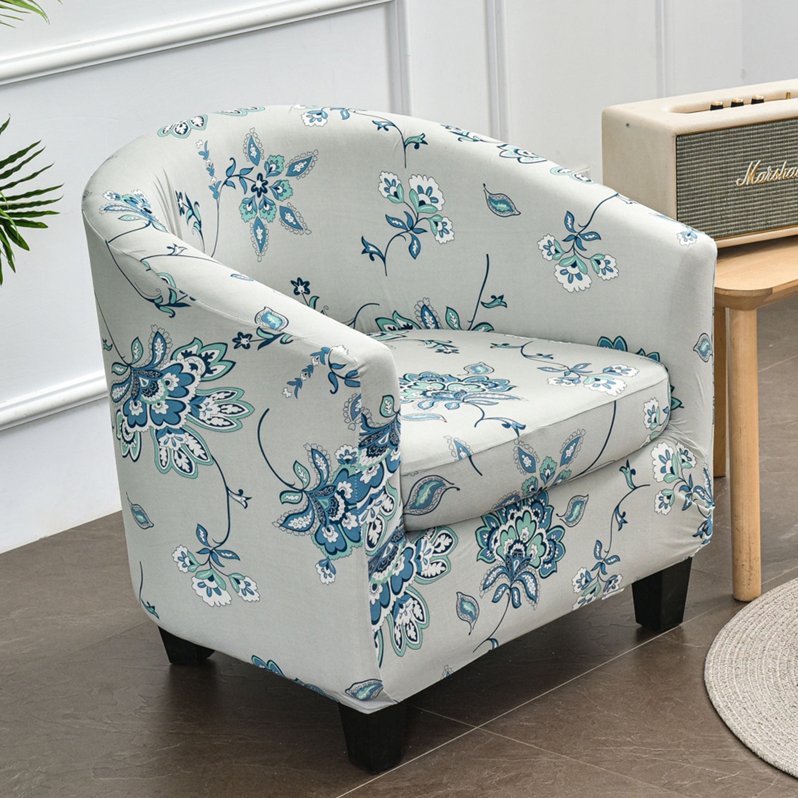 TOPCHANCES 2-Piece Stretch Club Chair Slipcover, Printed Armchair ...