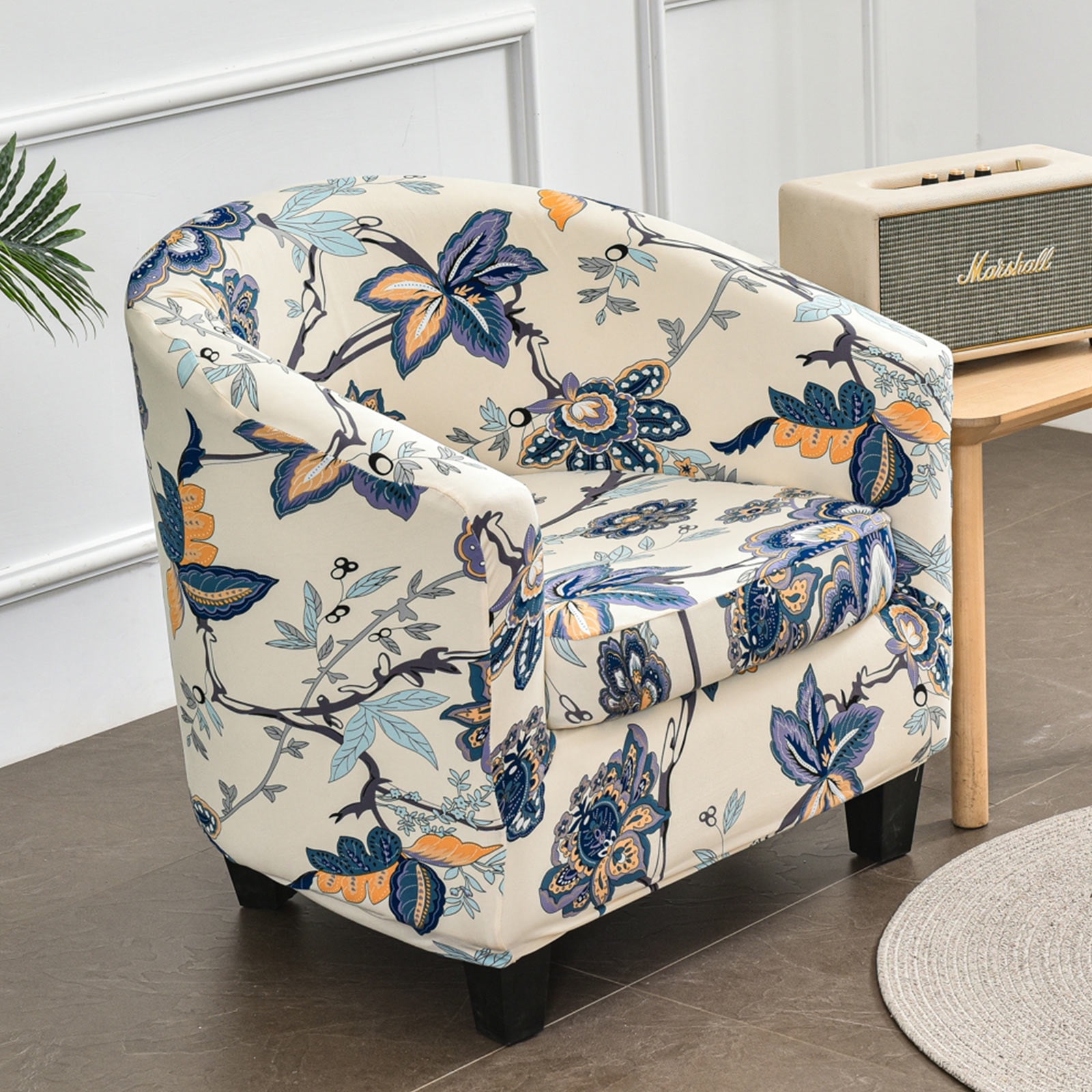 TOPCHANCES 2-Piece Stretch Club Chair Slipcover, Printed Armchair ...