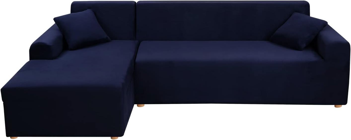 Topchances 2 Pieces L Shaped Sectional Sofa Covers Thicken Velvet Sofa
