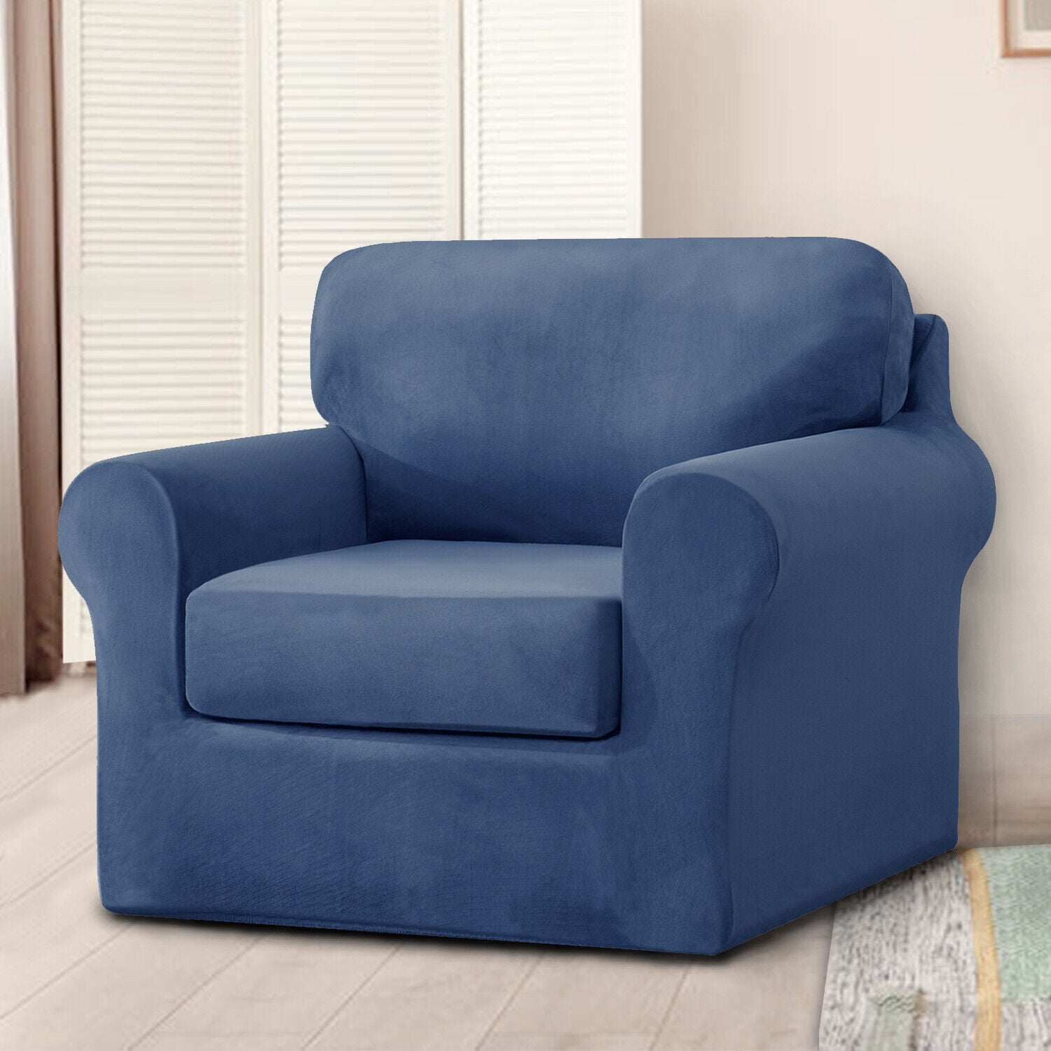 TOPCHANCES 3-Pieces Armchair Sofa Covers, Velvet Stretch Couch ...