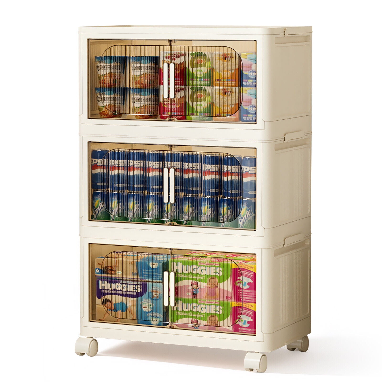 TOPCHANCES 3-Tier Plastic Storage Cart with Wheels, Rolling Storage ...