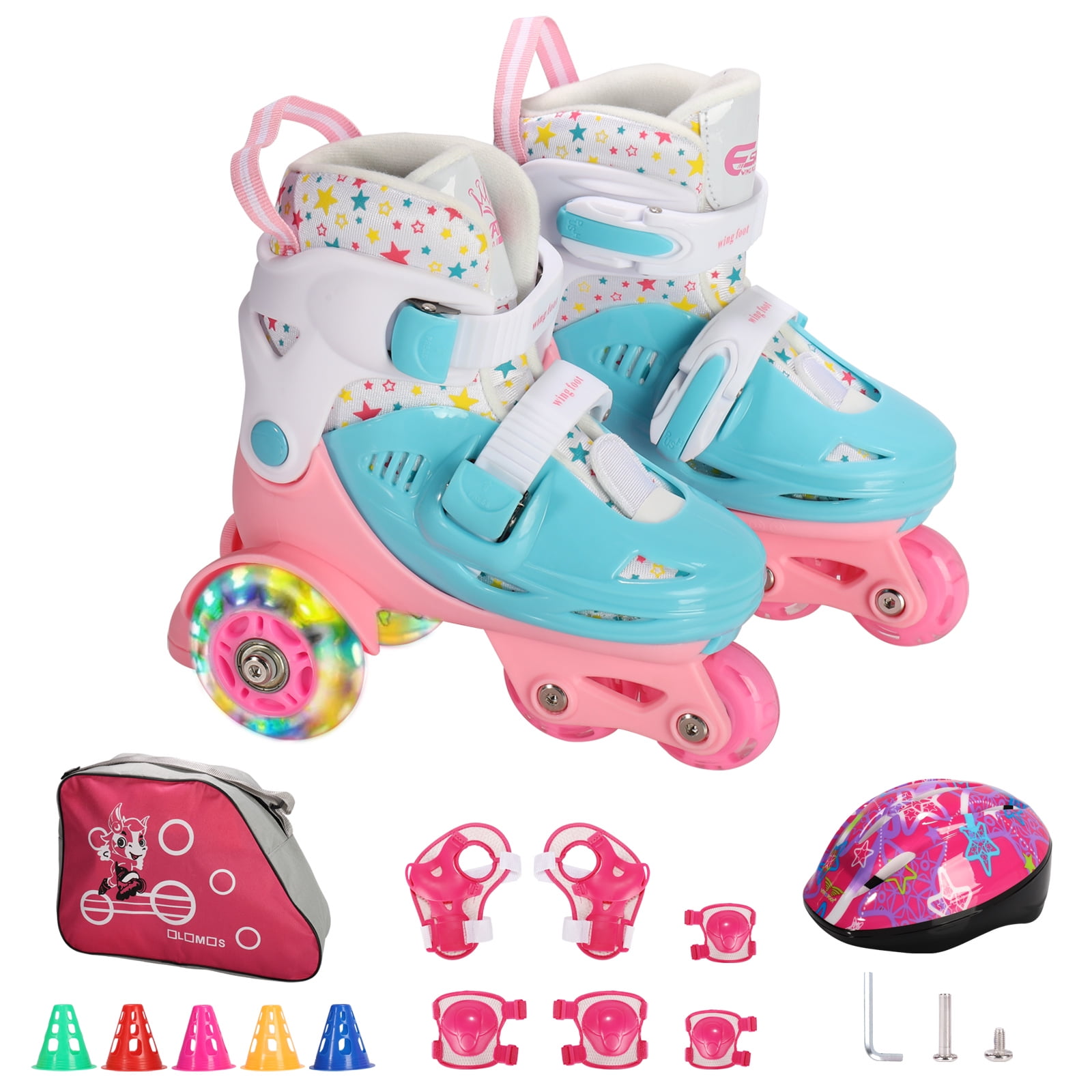 TOPCHANCES 4 Size Adjustable Roller Skates with Illuminating Wheels ...