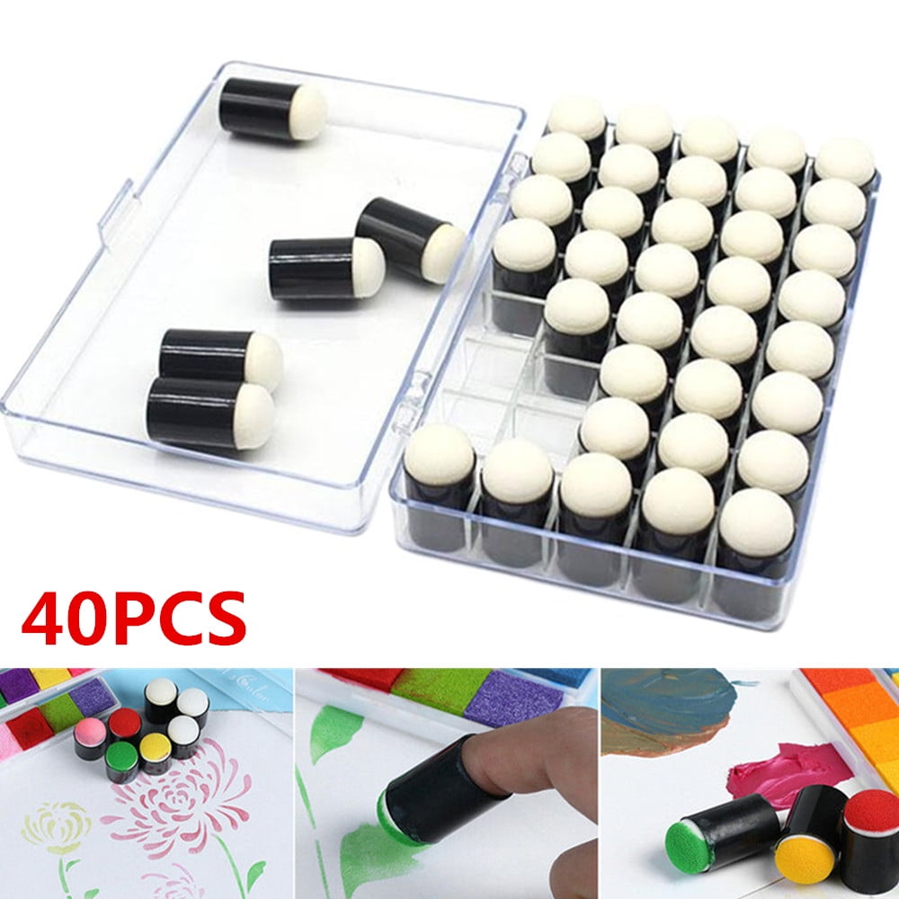 TOPCHANCES 40 Pack Sponge Daubers with Storage Box Art, Finger Sponge ...