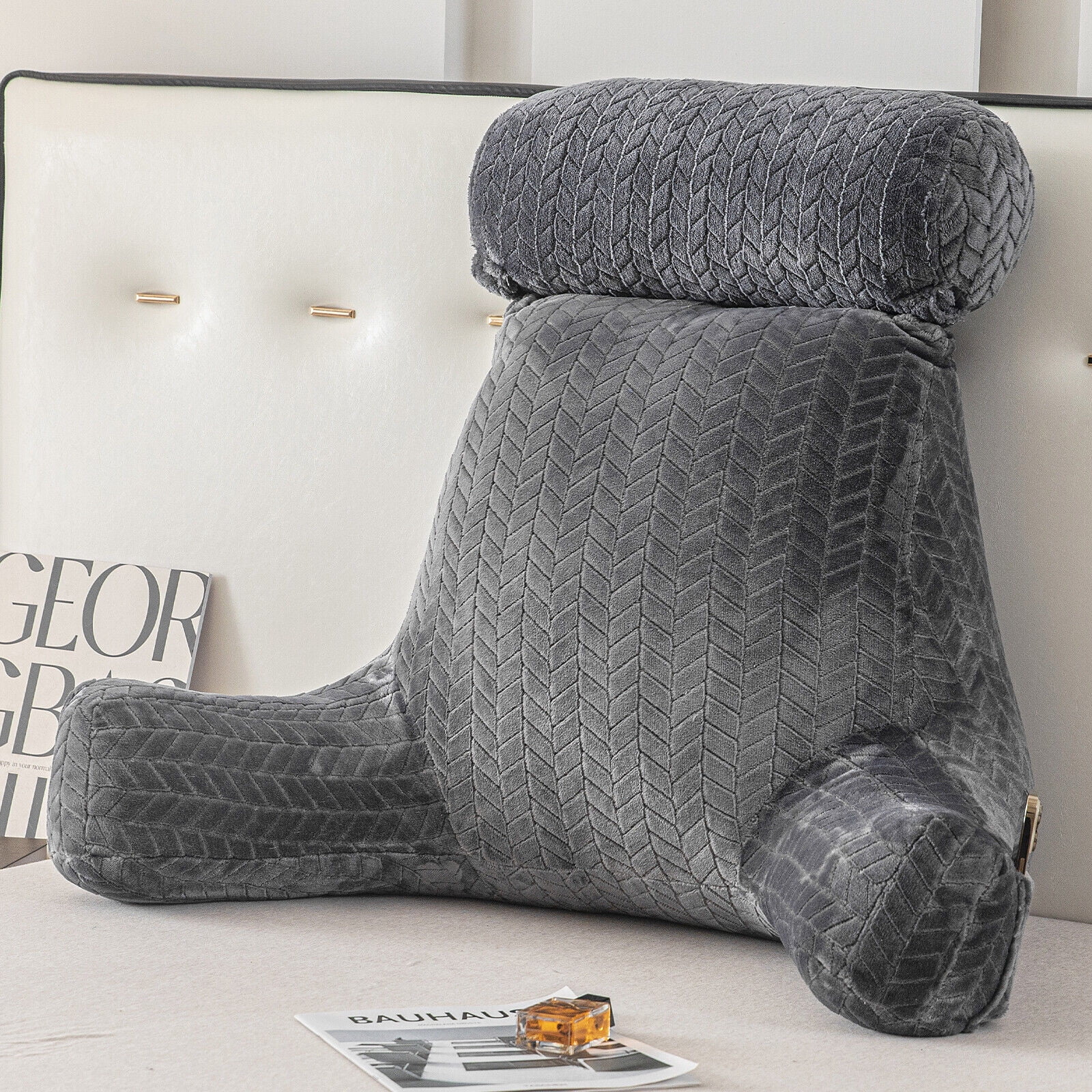 TOPCHANCES Backrest Lounger Pillow, Backrest Reading Pillow with Arms ...